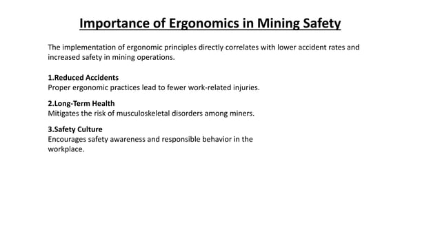 Presentation on ergonomics in mining industry | PPTX