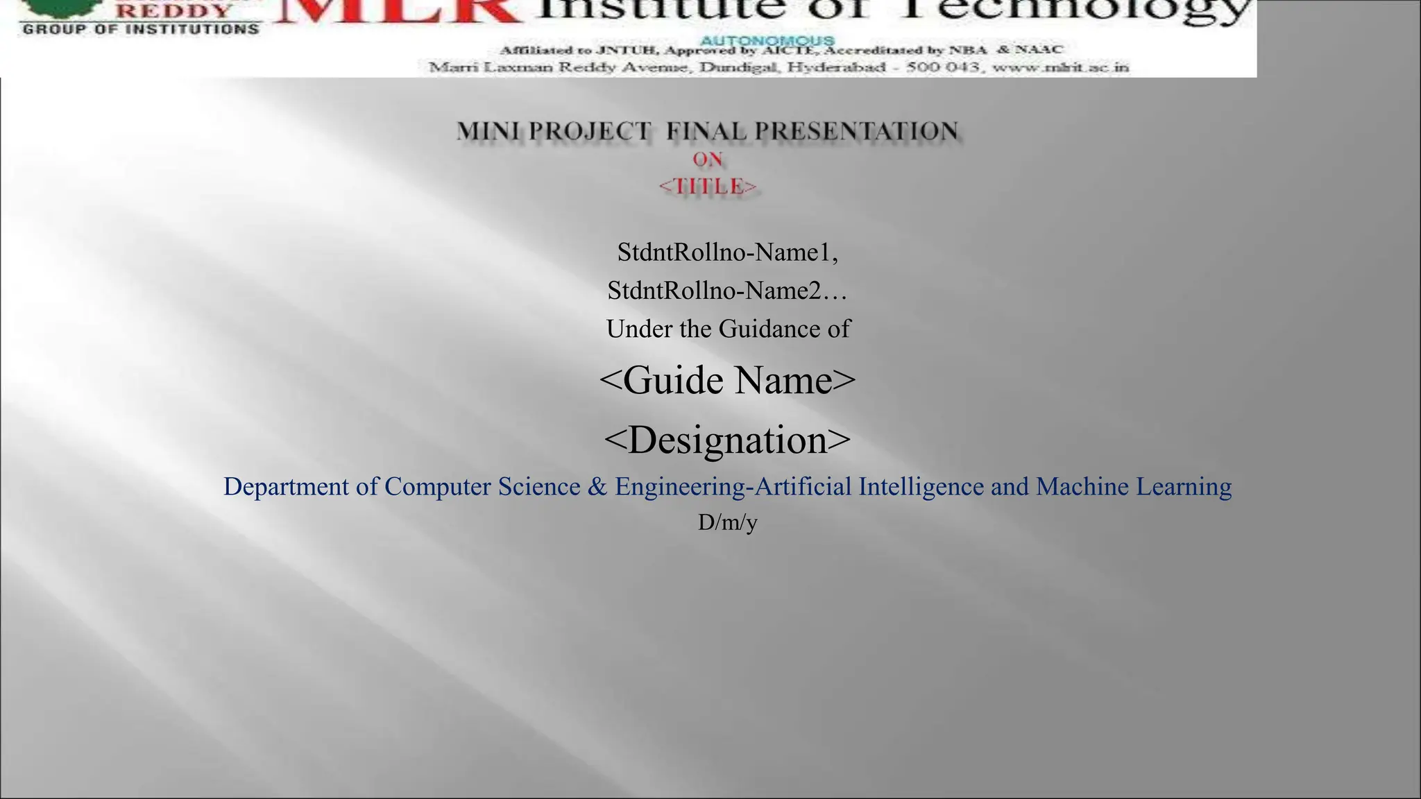 MiniProject PPT Format for Final CSM-1.ppt