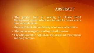 Online Hotel Management System | PPTX