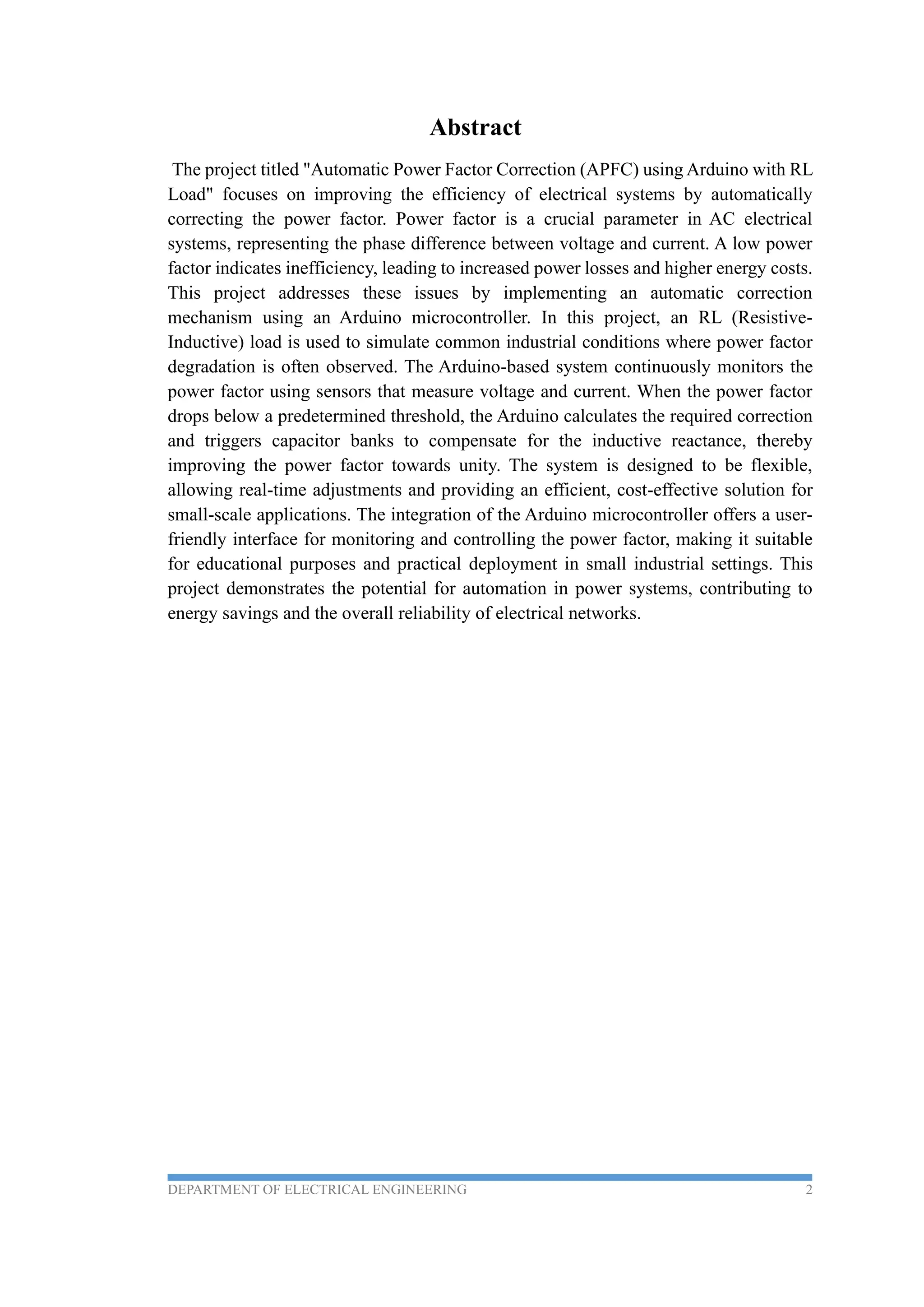 Arduino Based Power Factor Correction Project Report | PDF