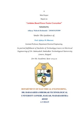 Arduino Based Power Factor Correction Project Report | PDF