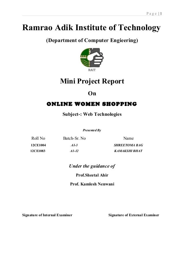 Mini Project Report on online shopping Mini Project Report on online shopping