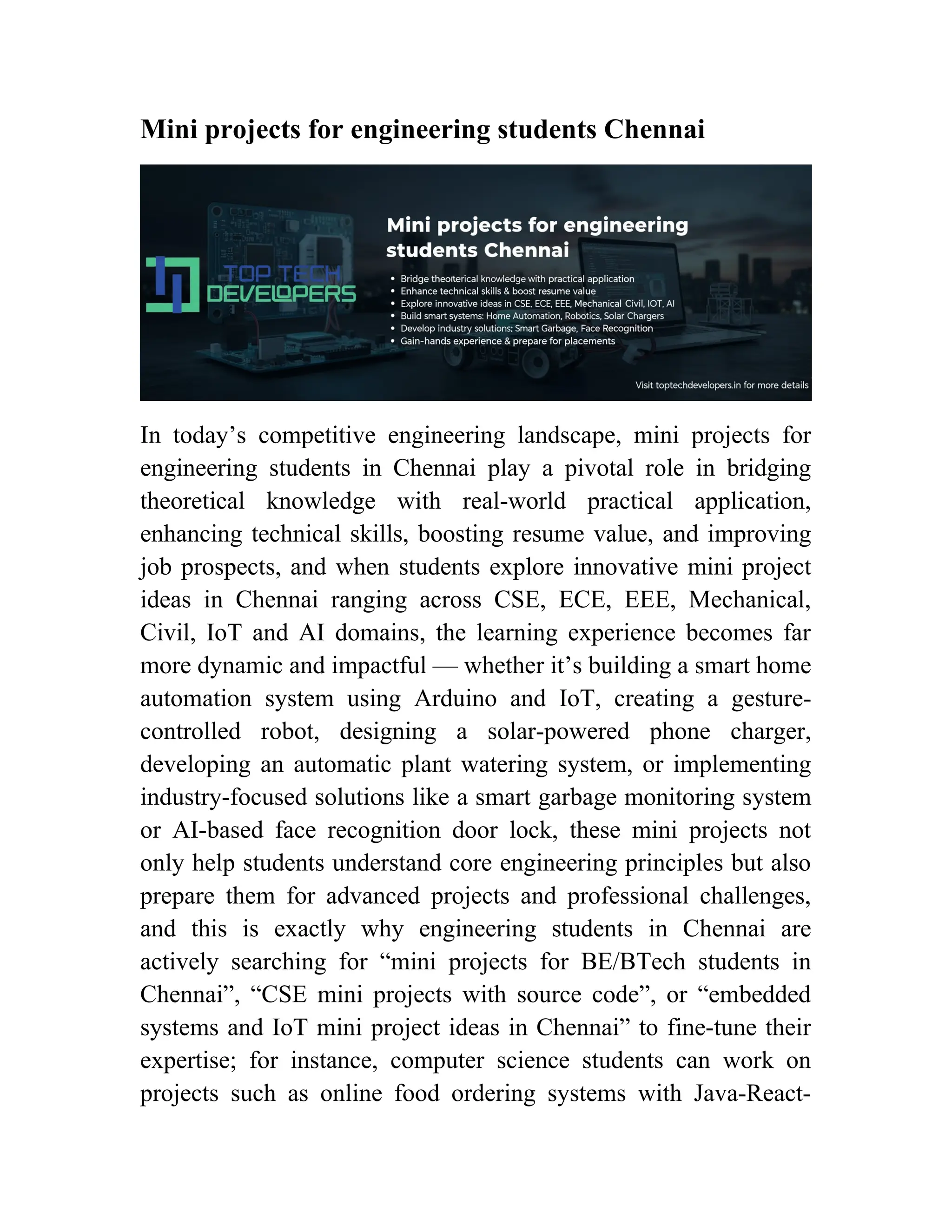 Mini projects for engineering students Chennai.docx