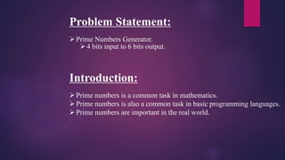 Mini project title prime number generator | PPTX