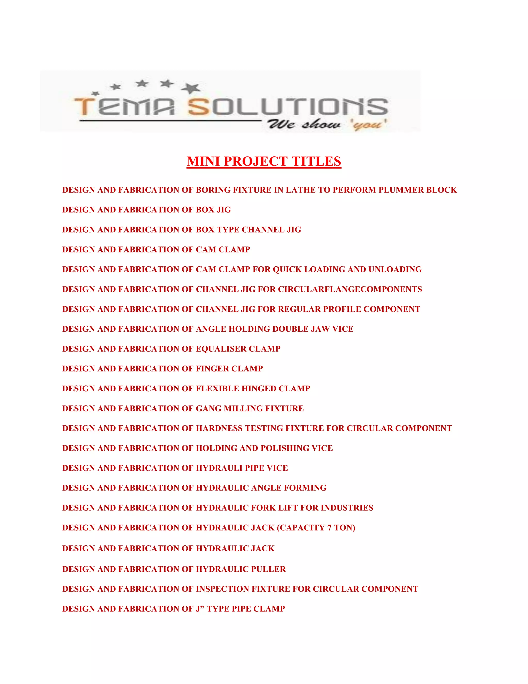 Mini project tittles | PDF