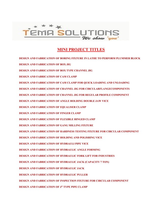 Mini project tittles | PDF