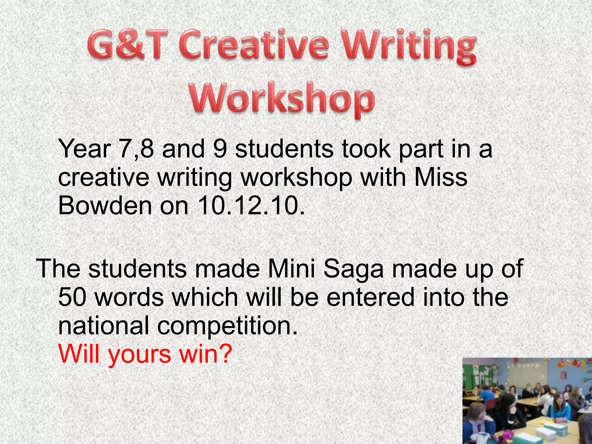 Mini saga comments | PPT