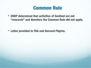 FDA Sentinel Initiative - From Surveillance to Research | PPT ...