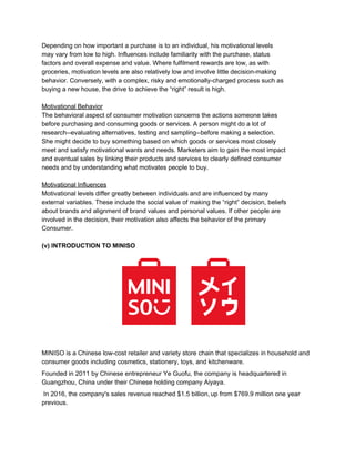 Miniso consumer behaviour | PDF