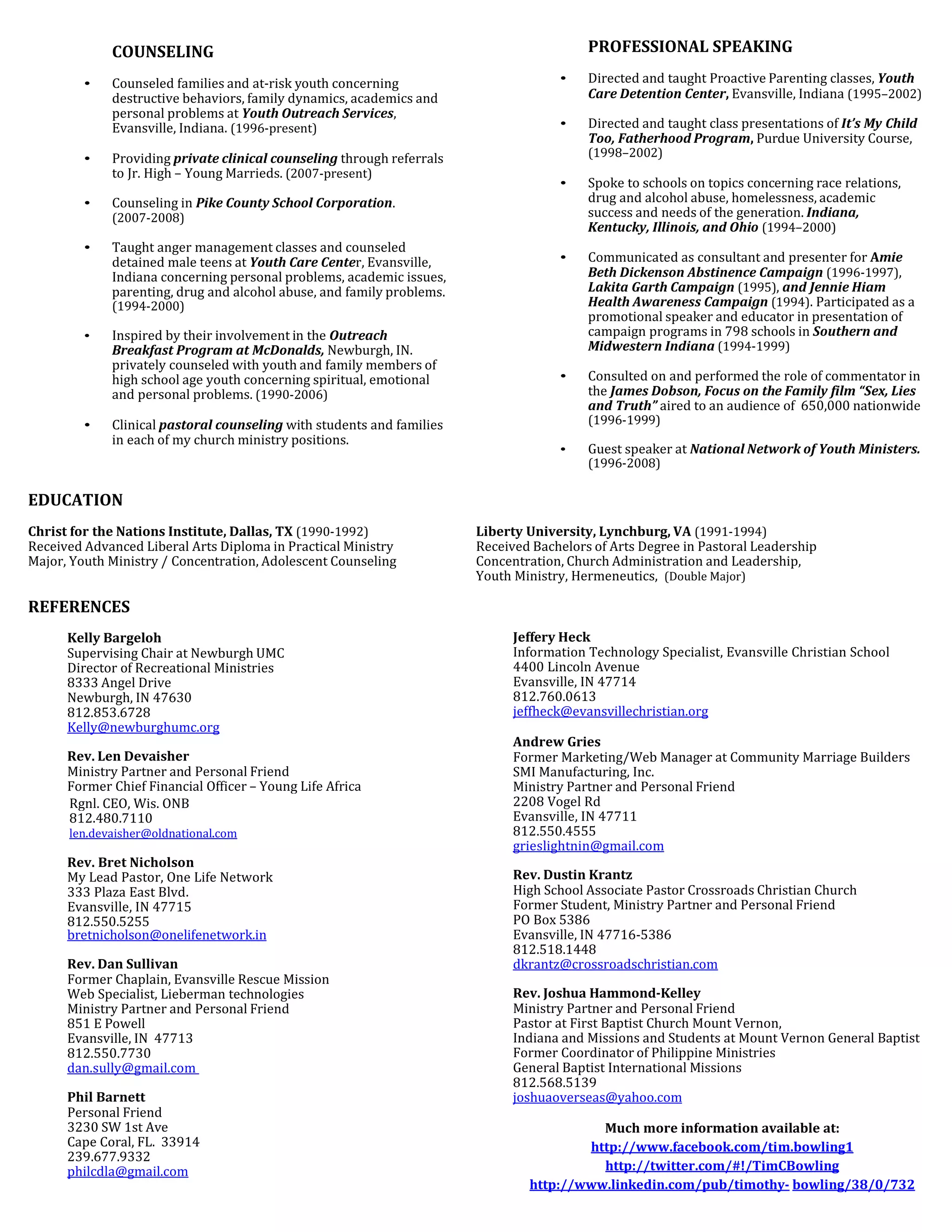 Ministerial resume | PDF