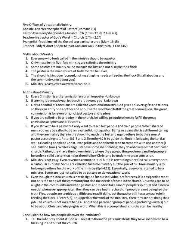 Ministry Basics | PDF