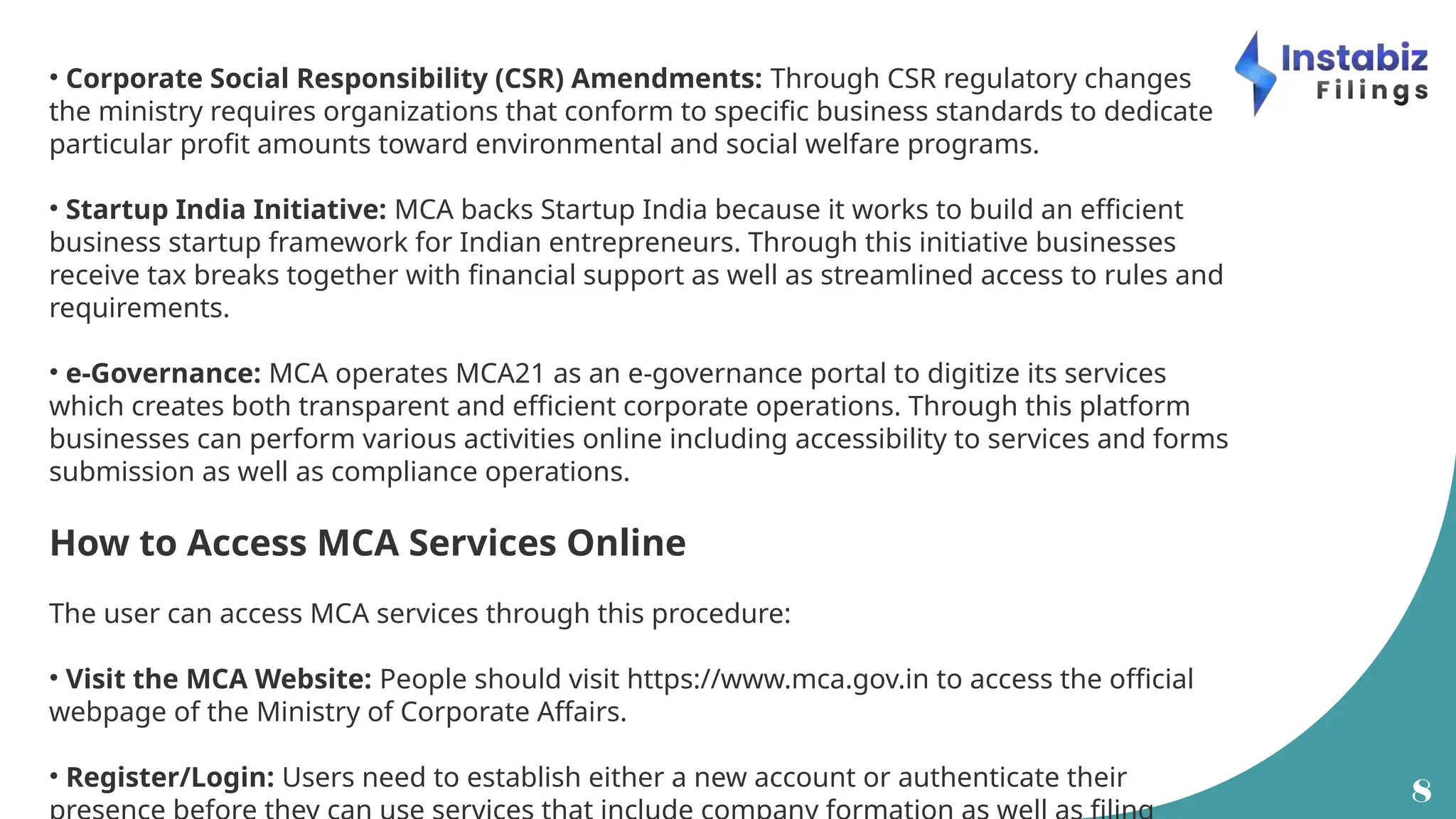 Understanding the Ministry of Corporate Affairs (MCA) | PPTX