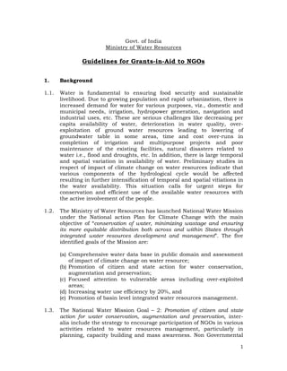 MINISTRY OF WATER RESOURCES-GUIDELINES FOR GRANTS-IN-AID TO NGOS | PDF