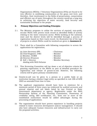MINISTRY OF WATER RESOURCES-GUIDELINES FOR GRANTS-IN-AID TO NGOS | PDF