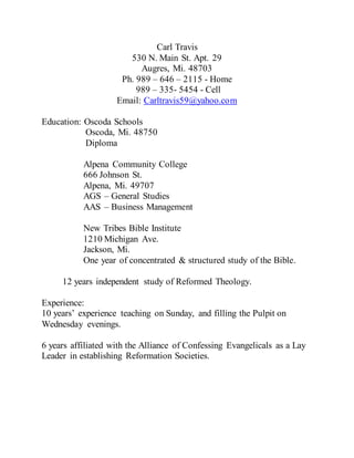 Ministry resume | DOCX | Christianity | Religion & Spirituality