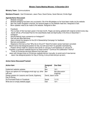 Ministry teams meeting minutes Dec. 2014 | PDF
