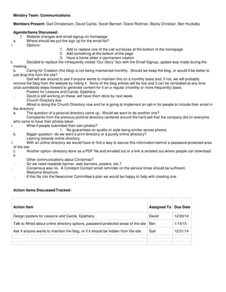 Ministry teams meeting minutes Dec. 2014 | PDF