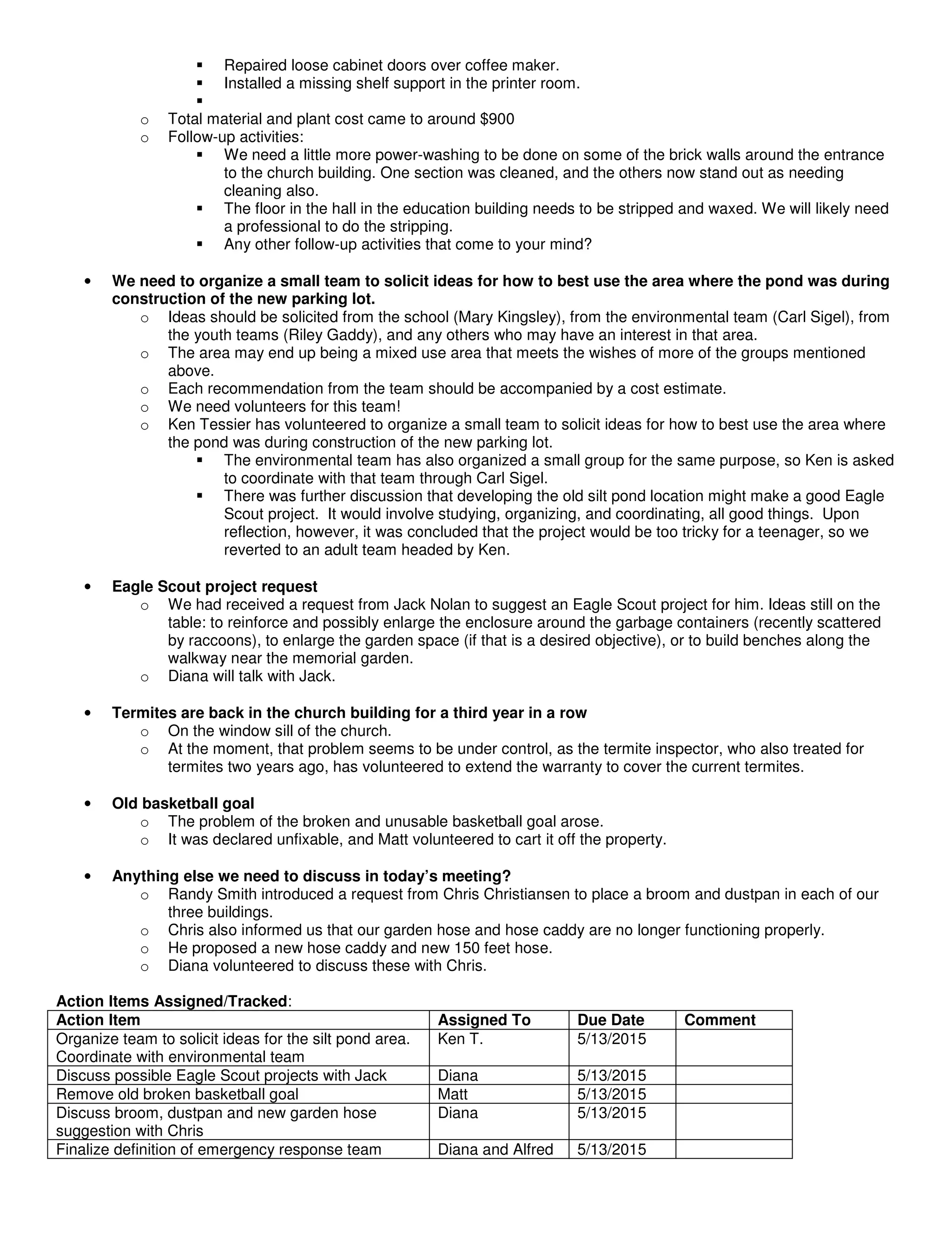 Ministry teams minutes April 2015 | PDF