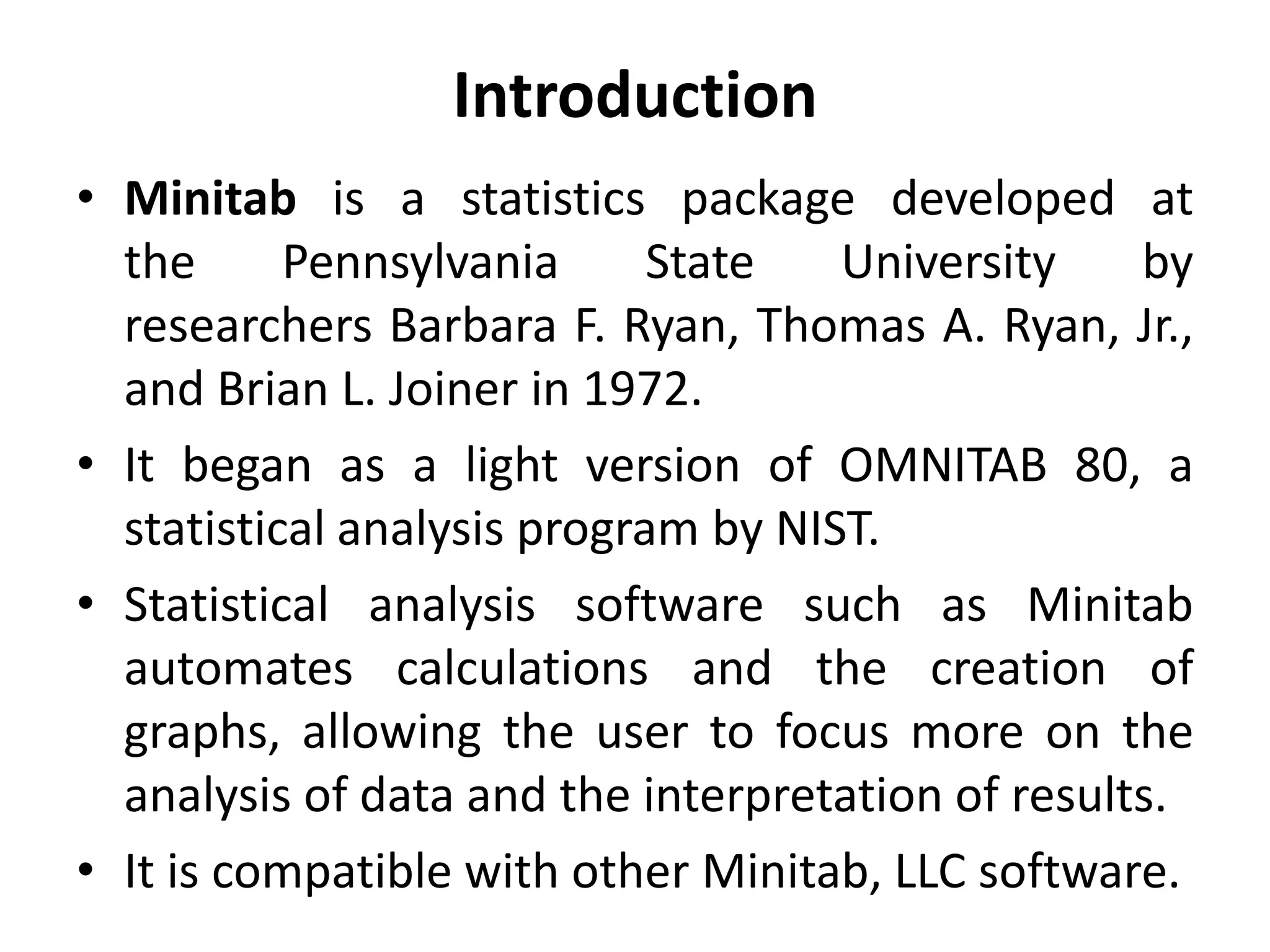 Minitab- A statistical tool | PPTX