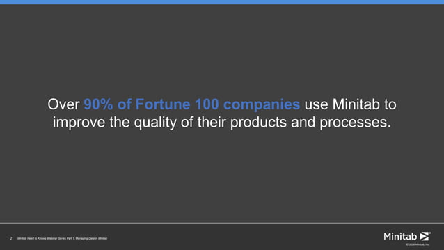 Minitab Need To Knows Series 1 How To Manage Data In Minitab Ppt
