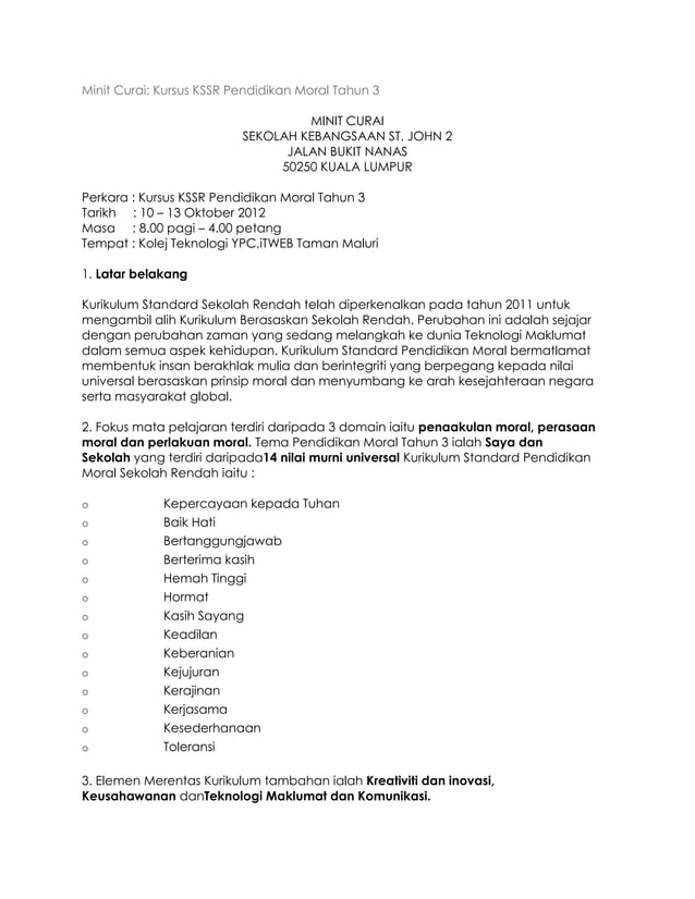 Minit curai kursus kssr | PDF