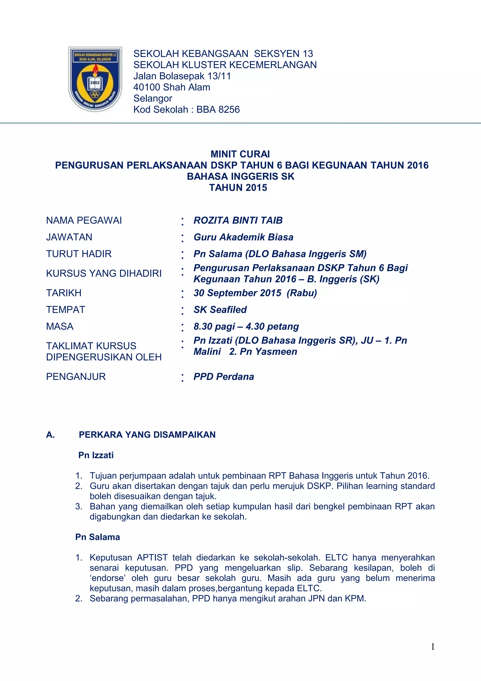 Minit curai yearly scheme yr 6 | PDF