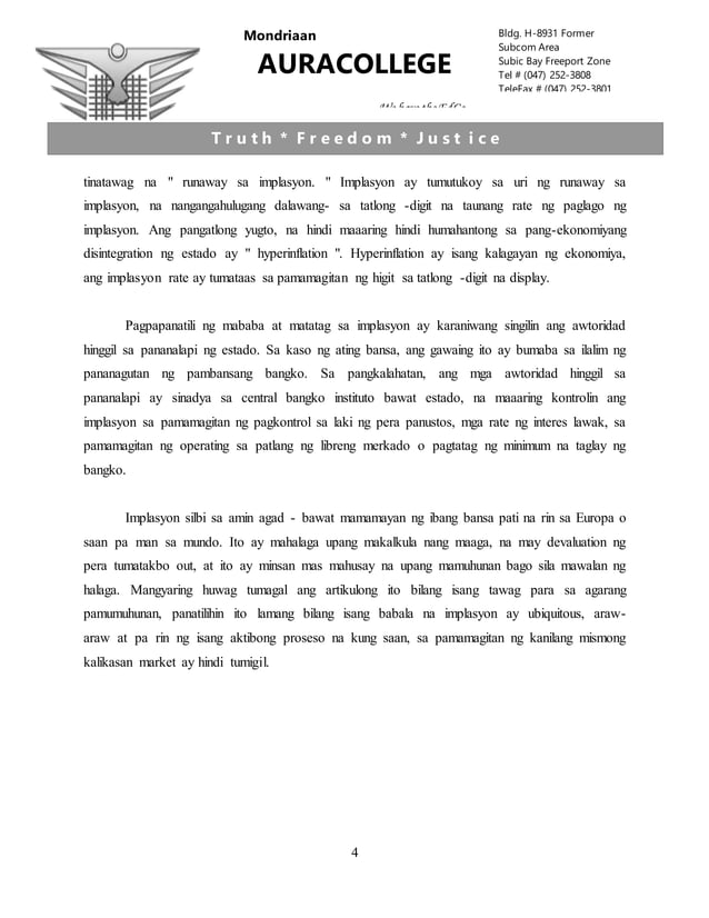 MGA DAHILAN AT EPEKTO SA PAGTAAS NG BILIHIN Papel-Pananaliksik/Research Paper | DOCX