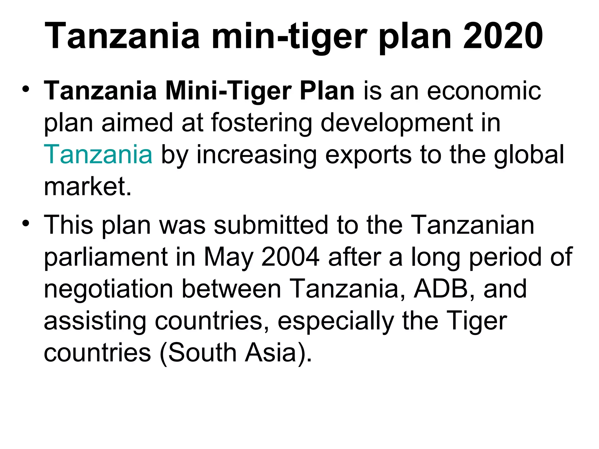 Mangasini_Mini tiger plan 2020 | PPT | Economy | Business and Finance