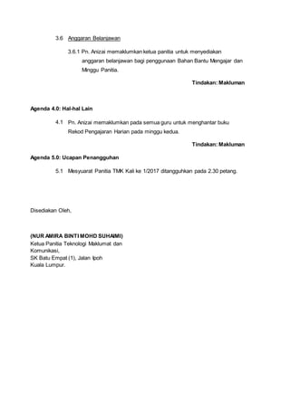 Minit mesy panitia tmk | DOCX