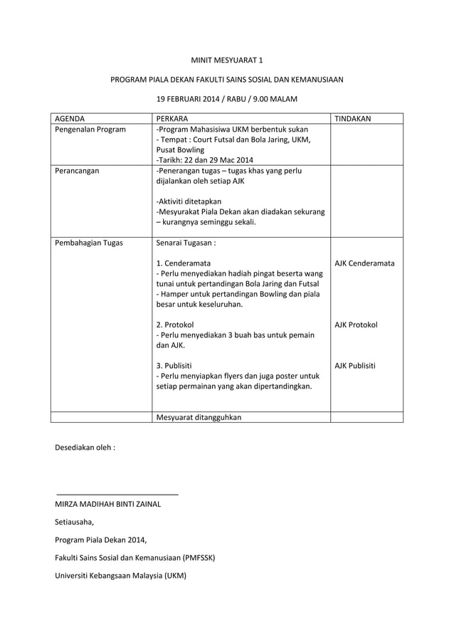 MINIT MESYUARAT | PDF
