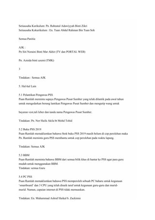 MINIT MESYUARAT PANITIA PENDIDIKAN SENI VISUAL DAN MUZIK | DOCX