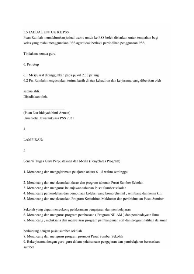 MINIT MESYUARAT PANITIA PENDIDIKAN SENI VISUAL DAN MUZIK | DOCX