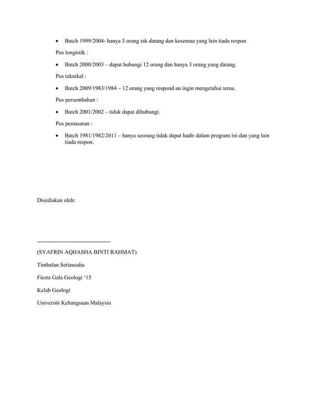 Minit mesyuarat 7 geologi | PDF