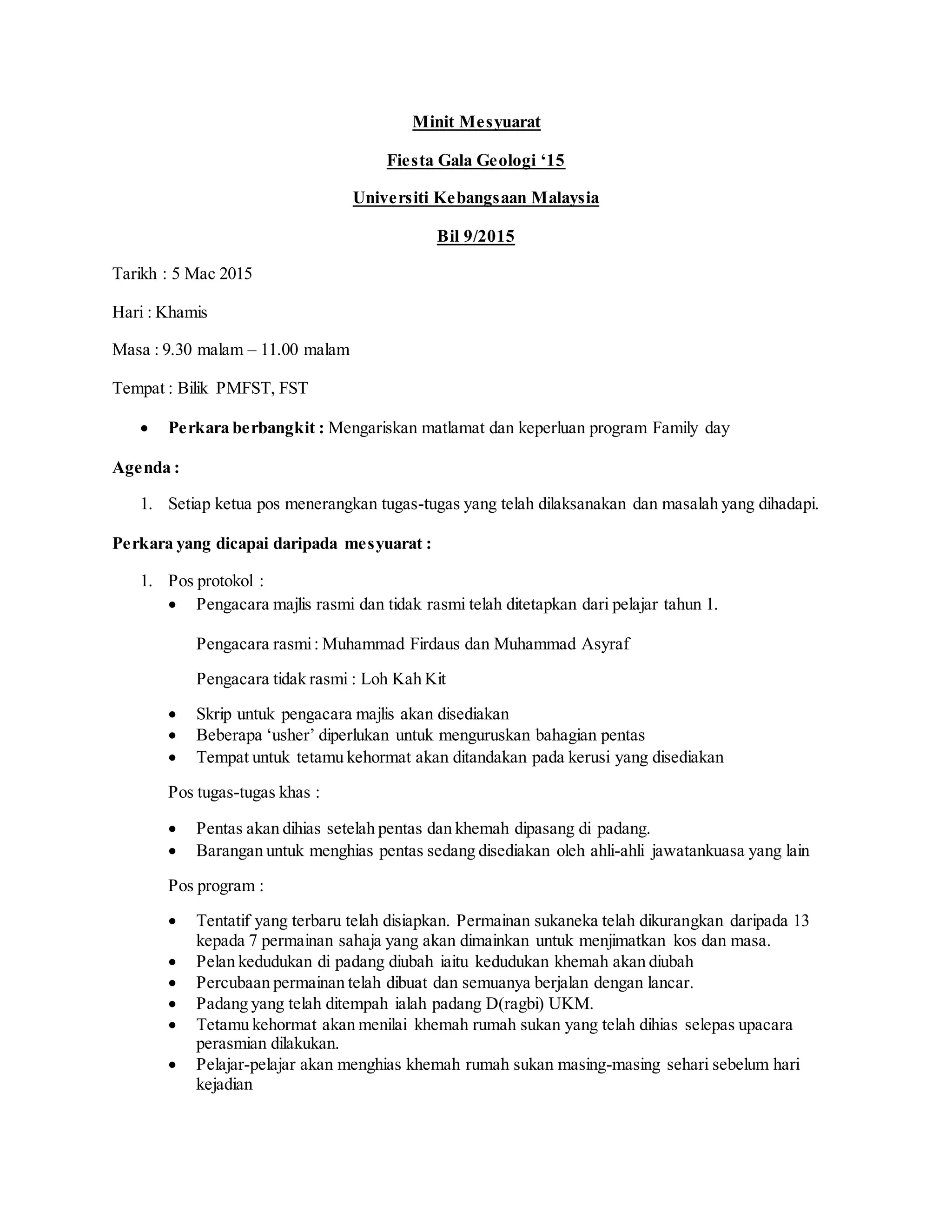 Minit mesyuarat 9 geologi | DOCX