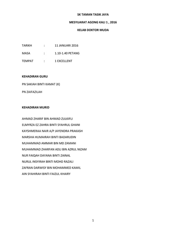 Minit mesyuarat agong kdm | PDF