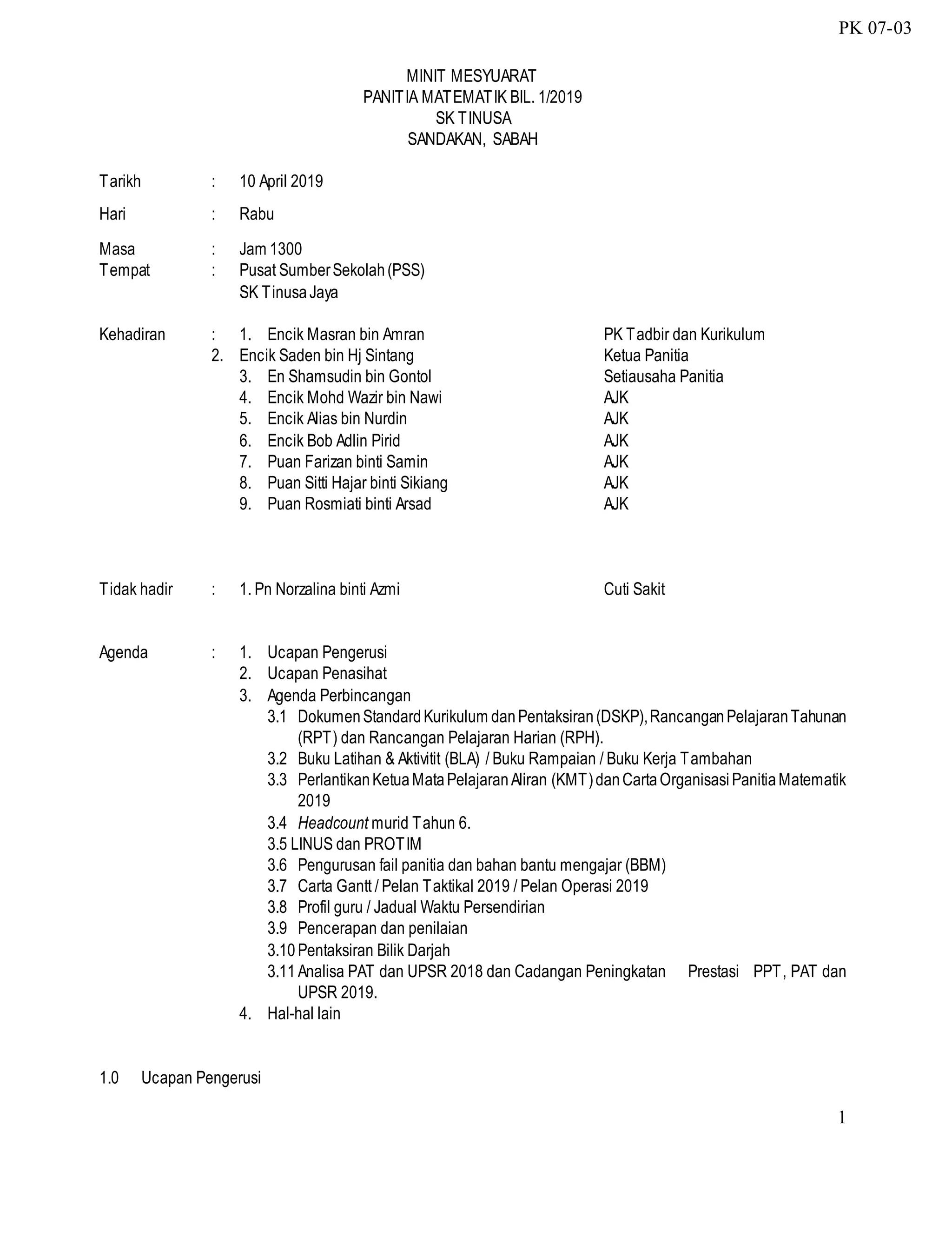 Minit mesyuarat bil1.2019