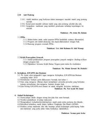 Minit mesyuarat hal ehwal murid kali pertama 2014 | PDF