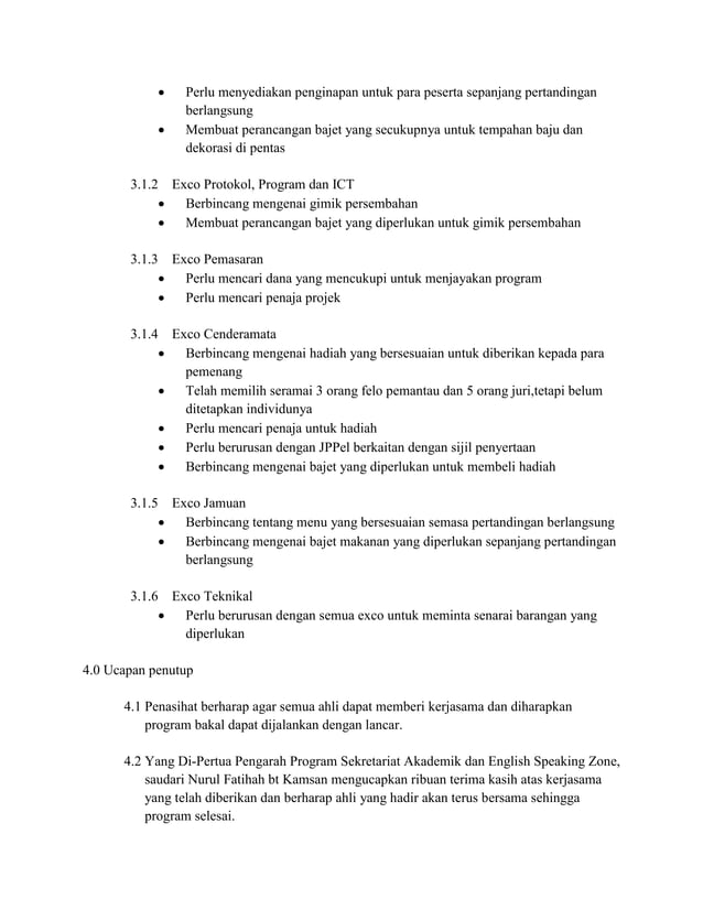 Minit mesyuarat kali ke2 | PDF