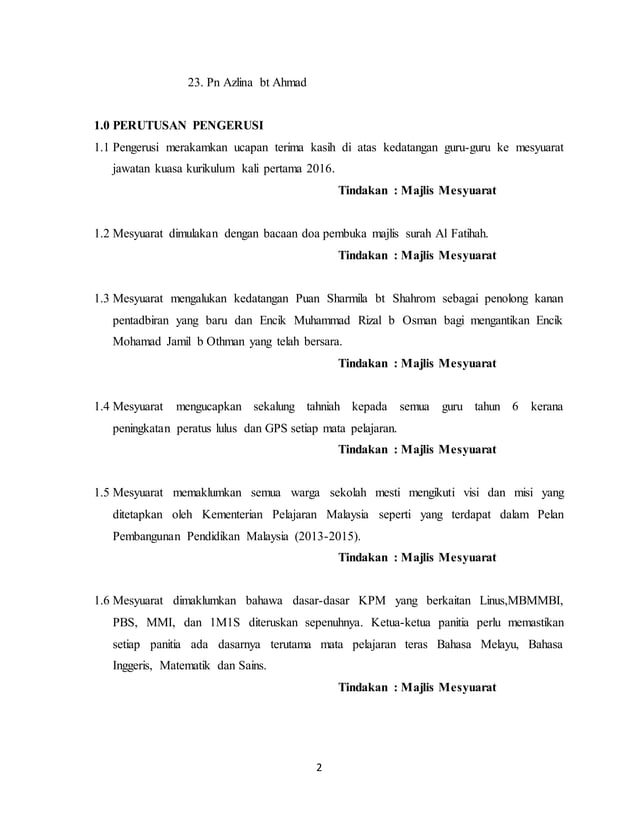 Minit mesyuarat kali pertama | DOCX