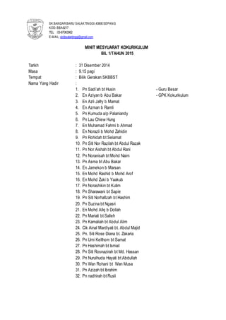 Minit mesyuaratkoko bil 1 2015 | PDF | Free Download