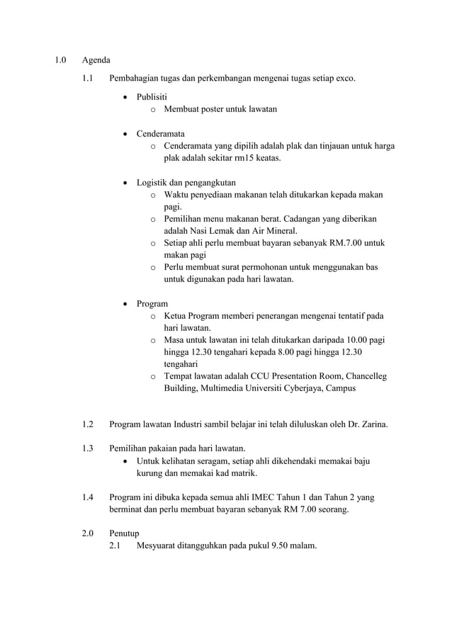 Minit mesyuarat lawatan imec 3 | PDF