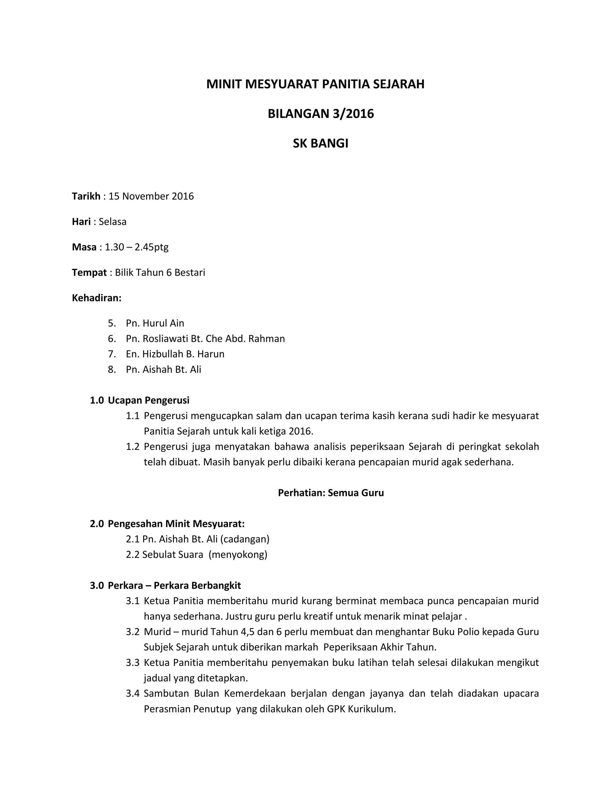 minit mesyuarat panitia sejarah kali ke 2 | DOCX