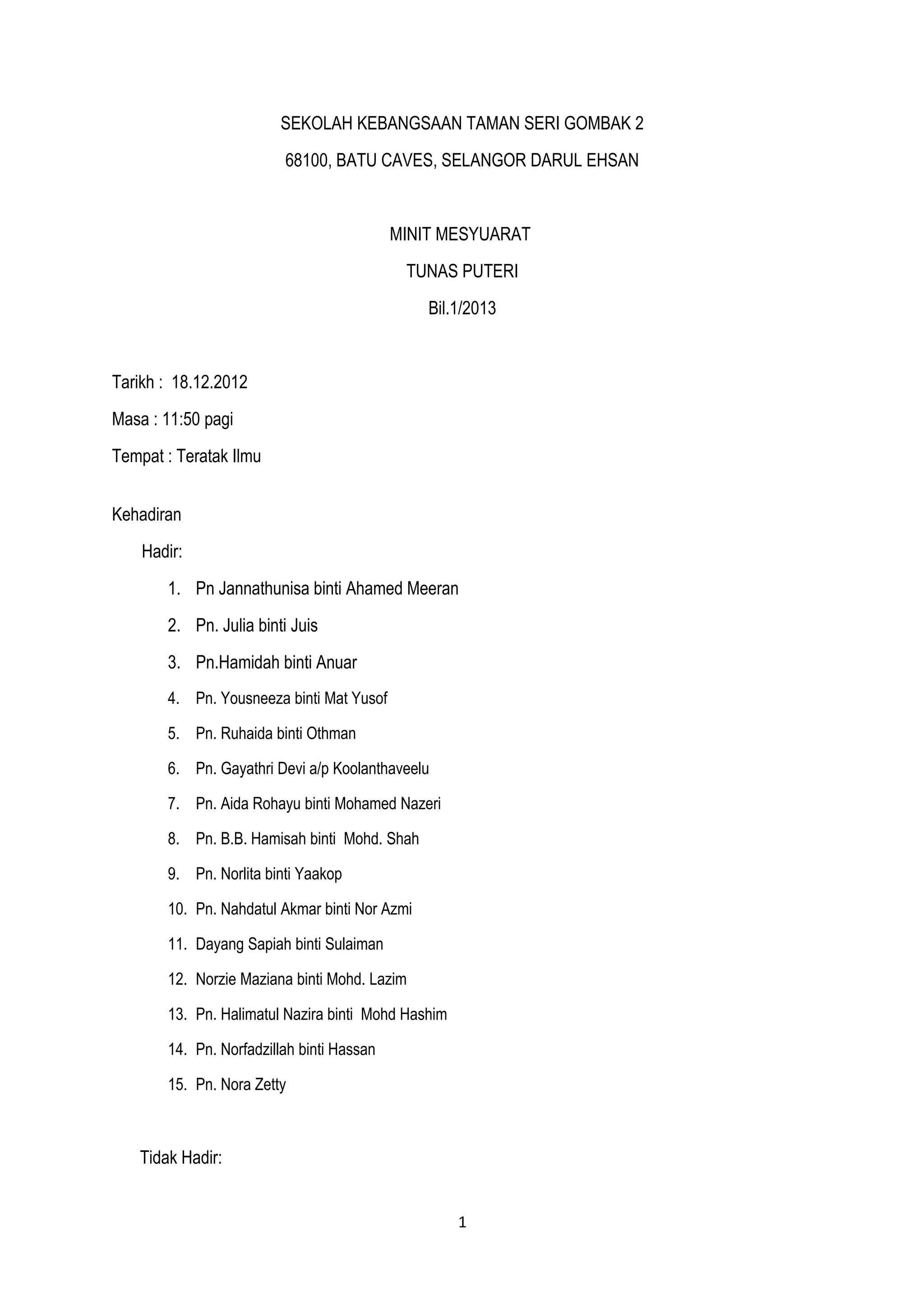 Minit mesyuarat pbm 3 | DOC