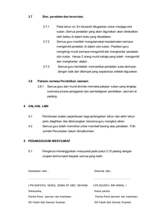 Minit mesyuarat pendidikan jasmani dan kesihatan | DOCX