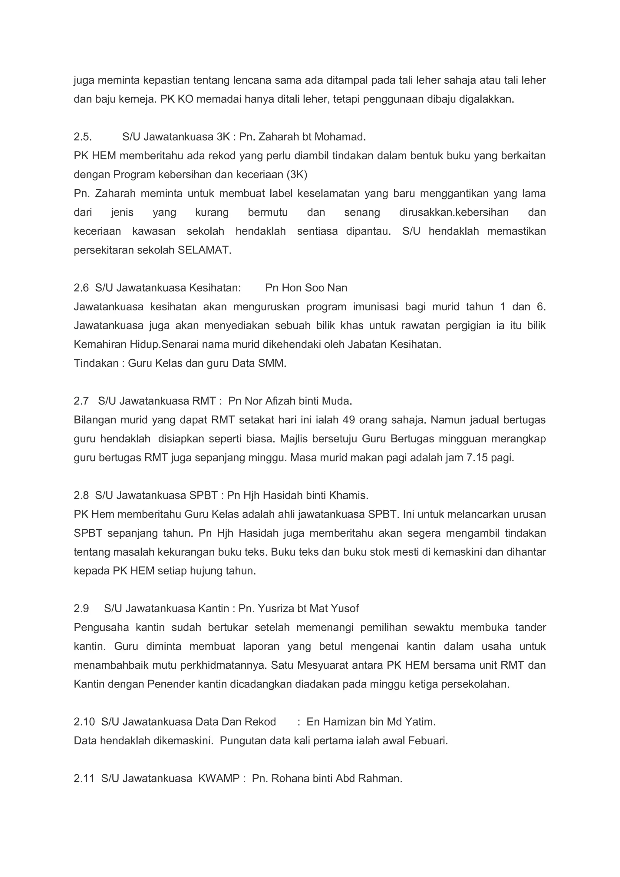 Minit mesyuarat pengurusan hal ehwal murid kali ke 1 | DOCX