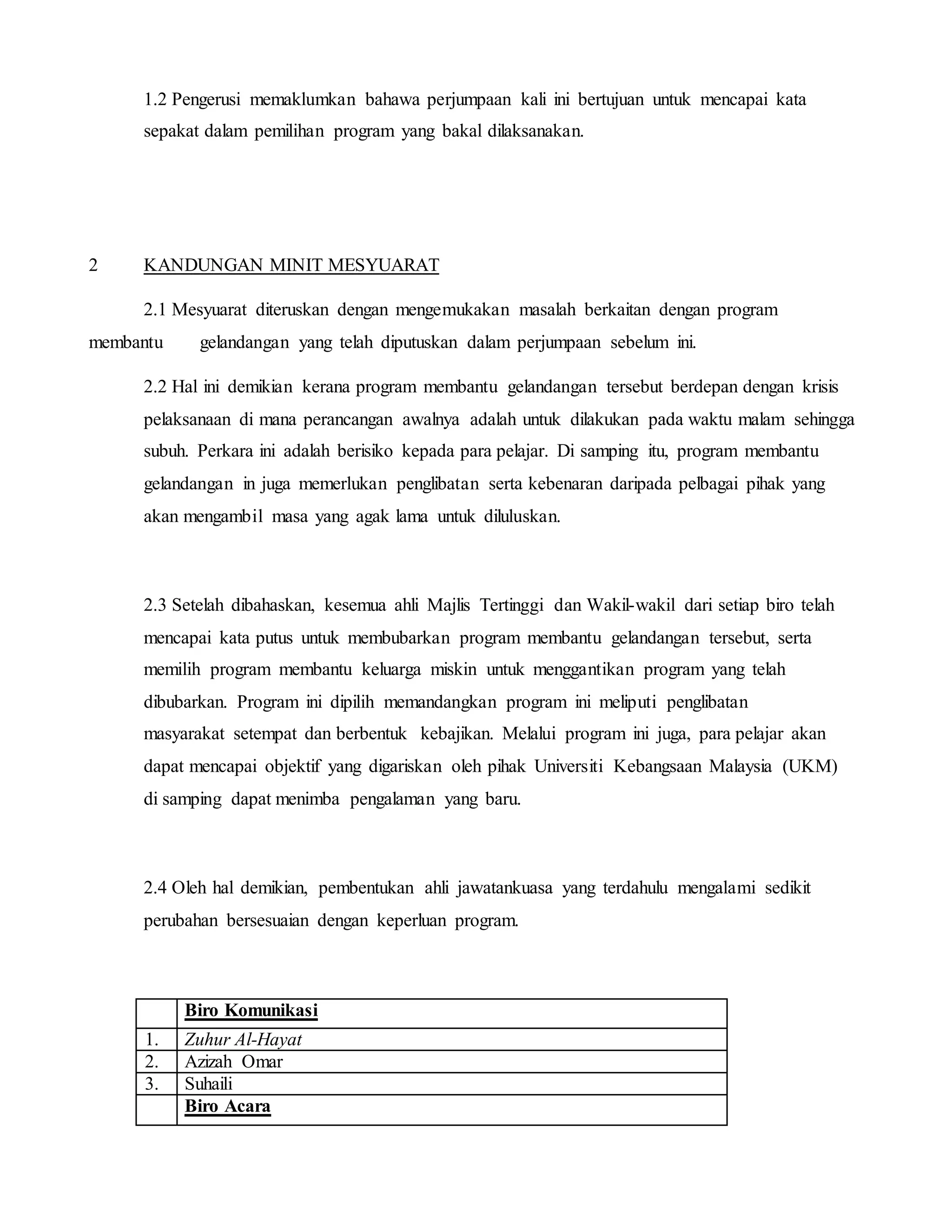 Minit mesyuarat perjumpaan kelas ukm 4 | DOCX