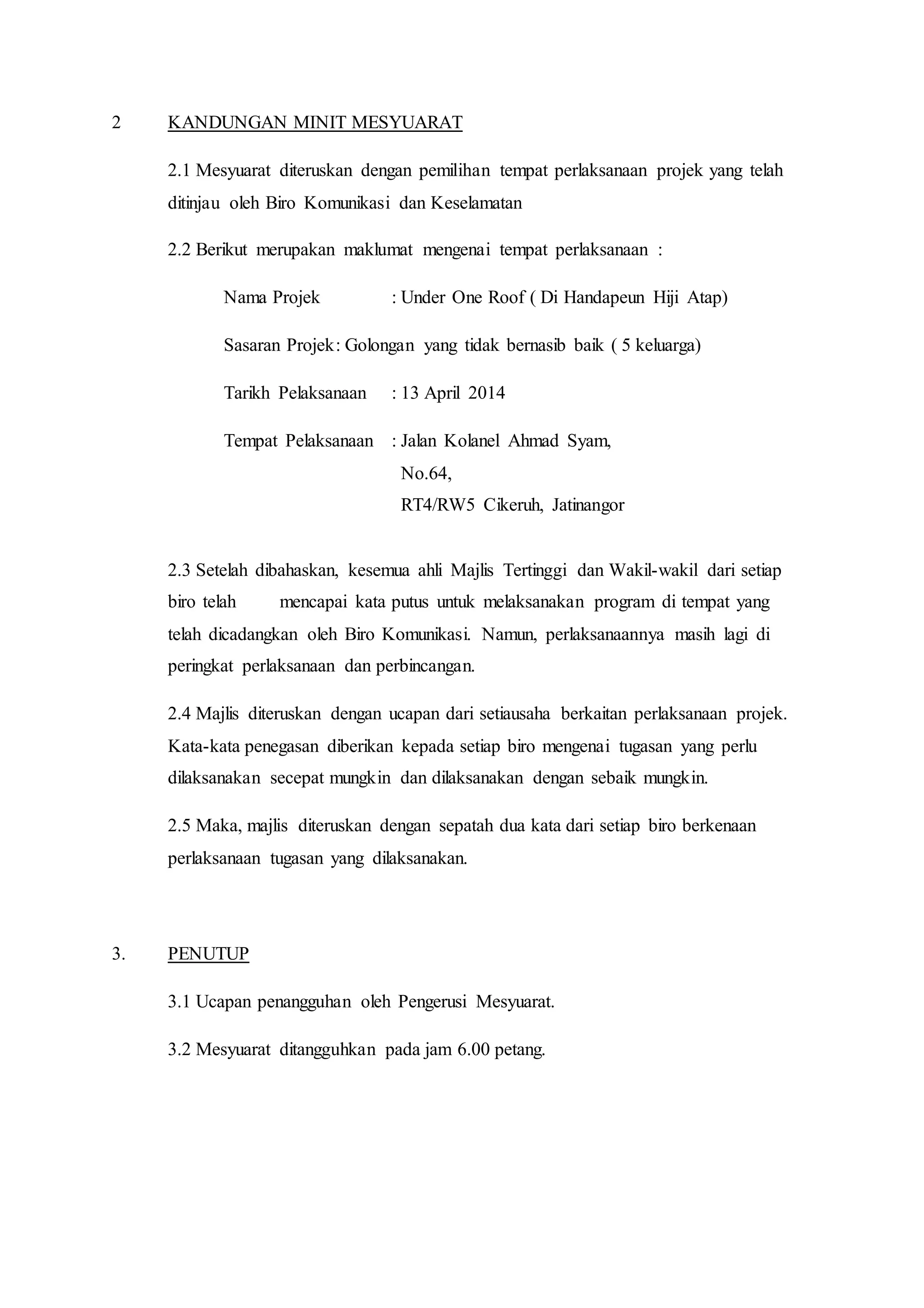 Minit mesyuarat perjumpaan kelas ukm 5 | DOCX