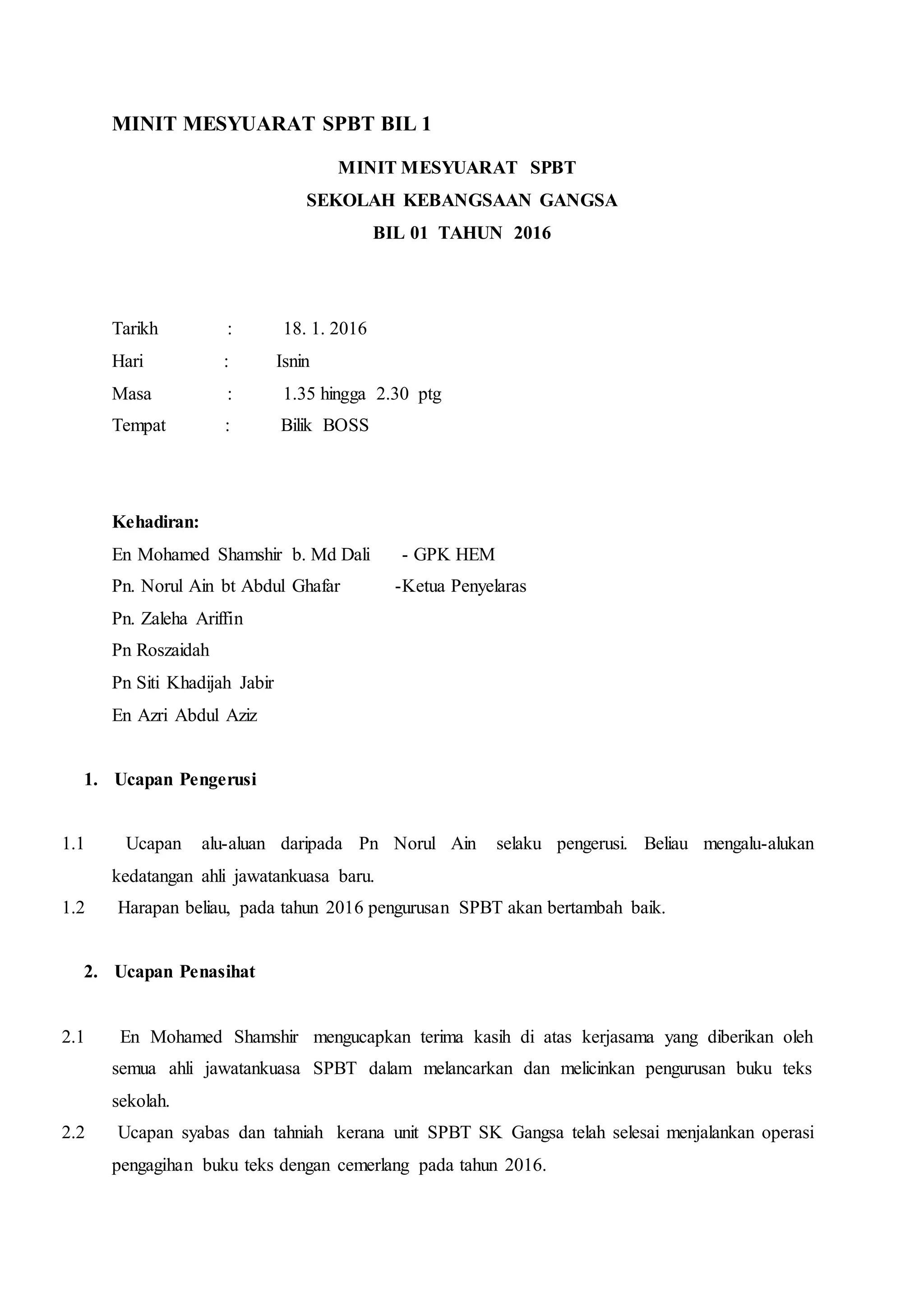 Minit mesyuarat spbt bil 1 | DOCX
