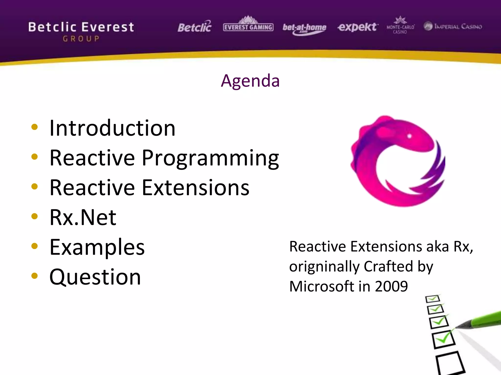 Mini training - Reactive Extensions (Rx) | PPT