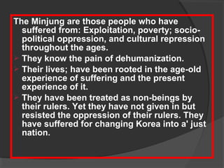 Minjung theology presentation for contextual theology class | PPT